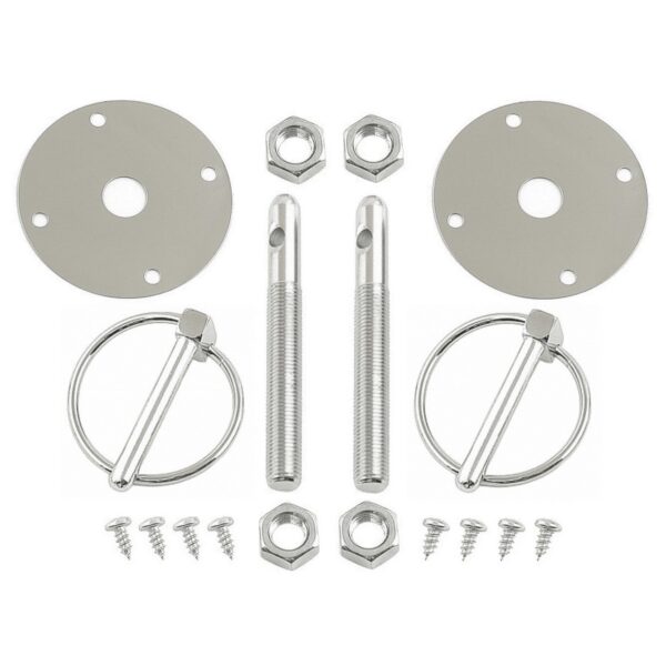 Chrome Bonnet Pin Kit / Hood & Deck Pins - With Heavy Duty 1/4" Torsion ...