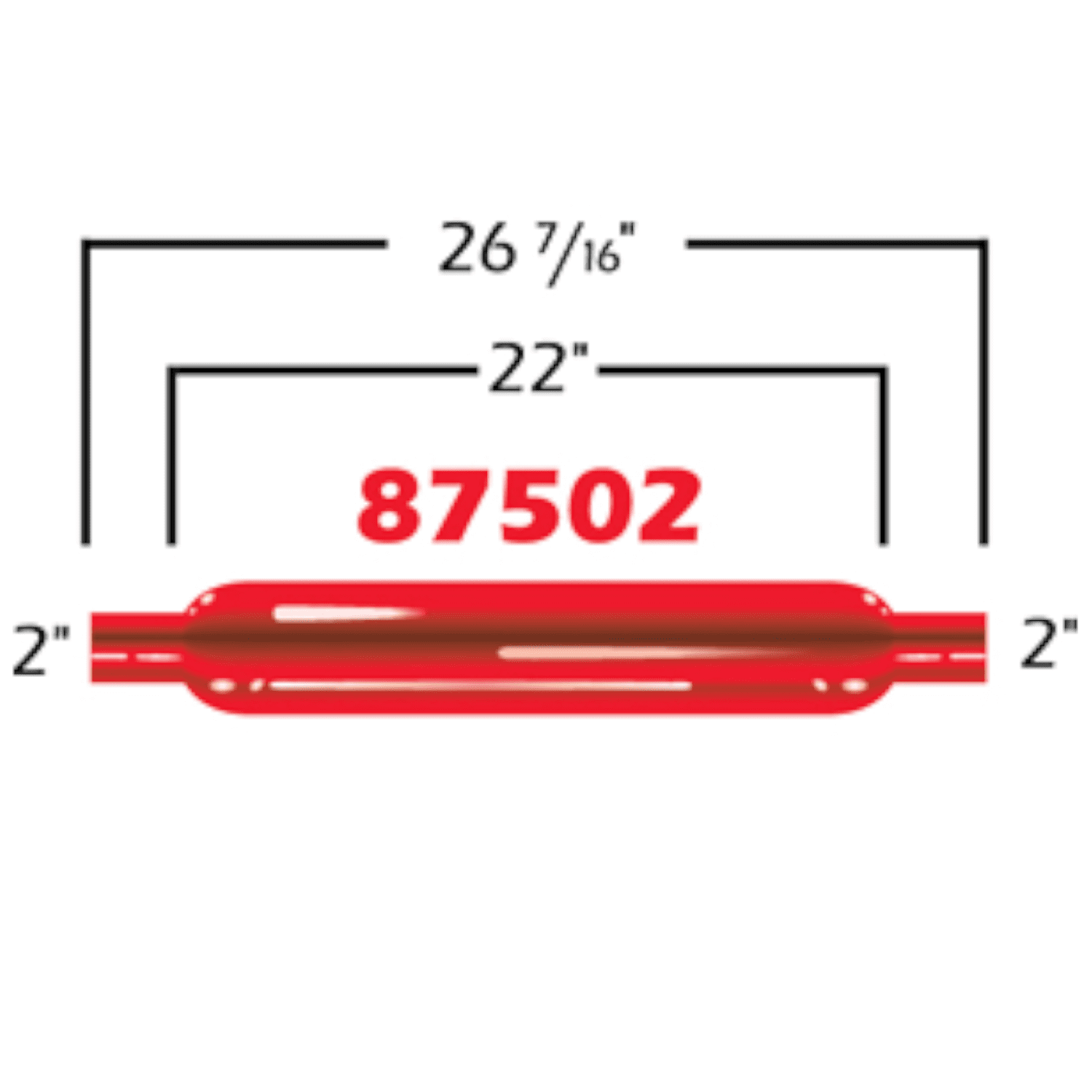 Cherry Glasspack Exhaust Bomb 22" Body Length - 2" ID - John Woolfe Racing