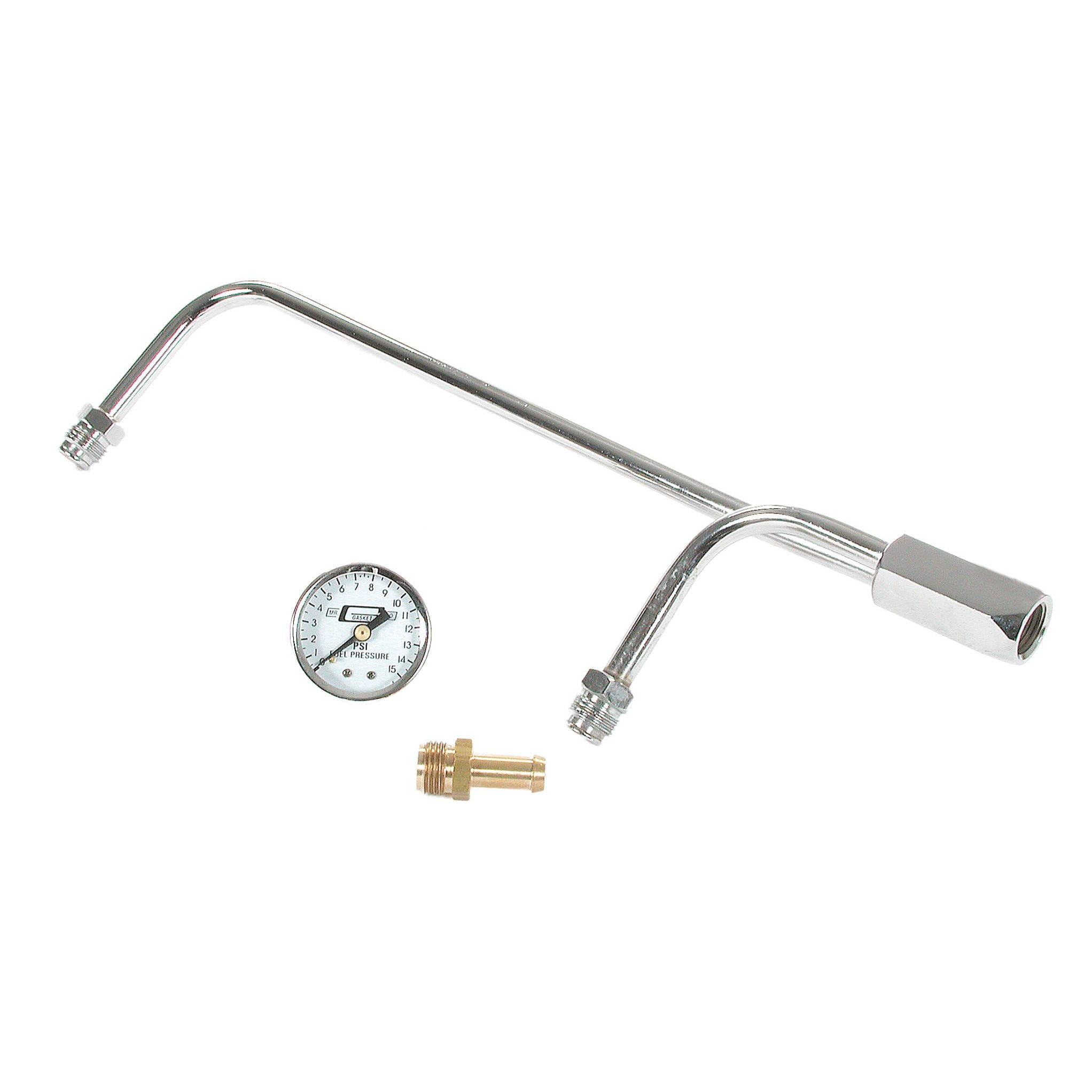 Mr Gasket 1558 - Chrome Fuel Line Kit with Gauge and Fittings - John ...