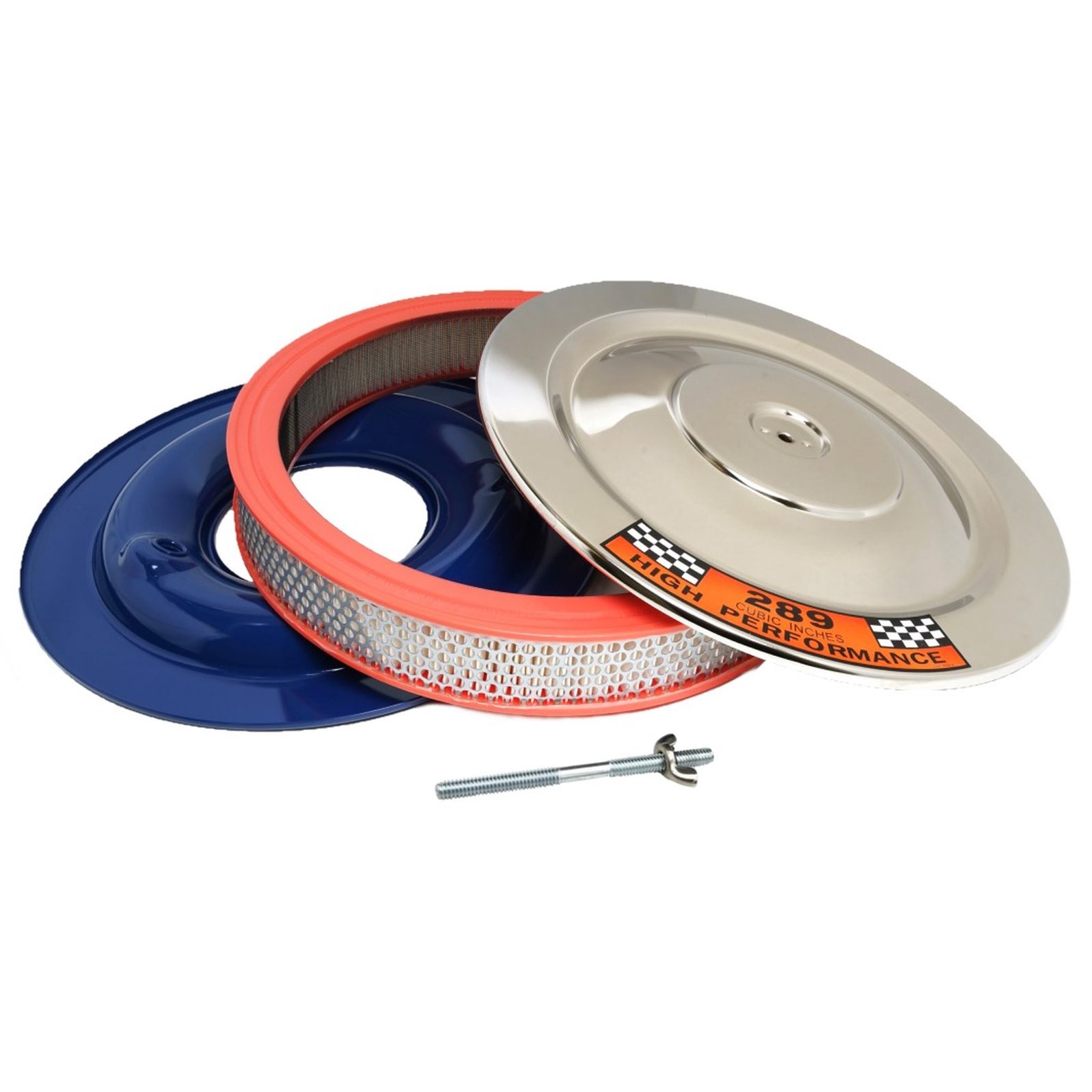 14" x 2" Mustang "289" Chrome Air Cleaner / Filter Kit - John Woolfe Racing