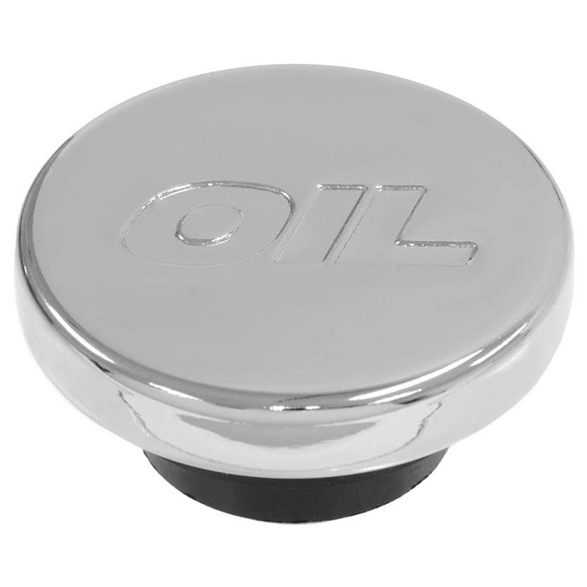 Chrome Push In Oil Filler Cap/Plug With Logo For Valve Covers With 1.25" Holes - John Woolfe Racing