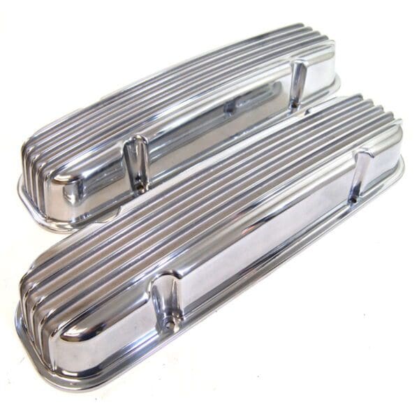 Finned Polished Aluminium Valve Covers (No Hole) 1959-79 Pontiac 326 ...