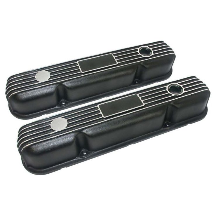 Finned Black Cast Aluminium Valve Covers - Mopar 318, 340, 360 - John ...